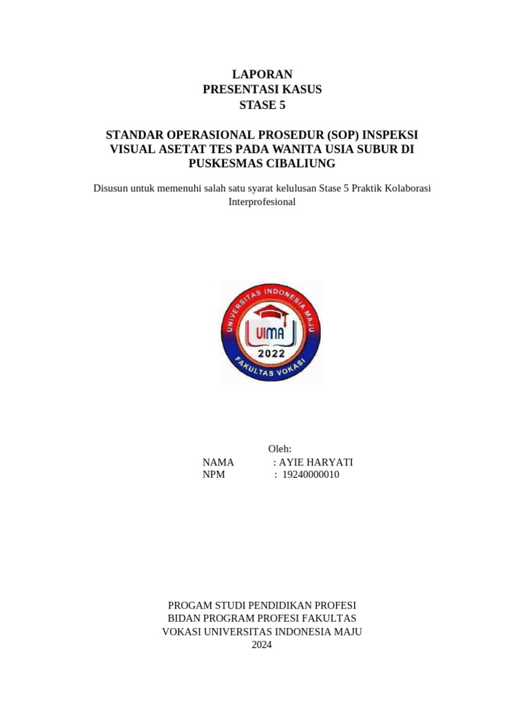 SOP STASE 5 AYIE HARYATI (Revisi Pasca Ujian).docxx | PDF