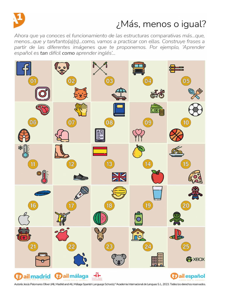 Juego Comparativos e Superlativos | PDF