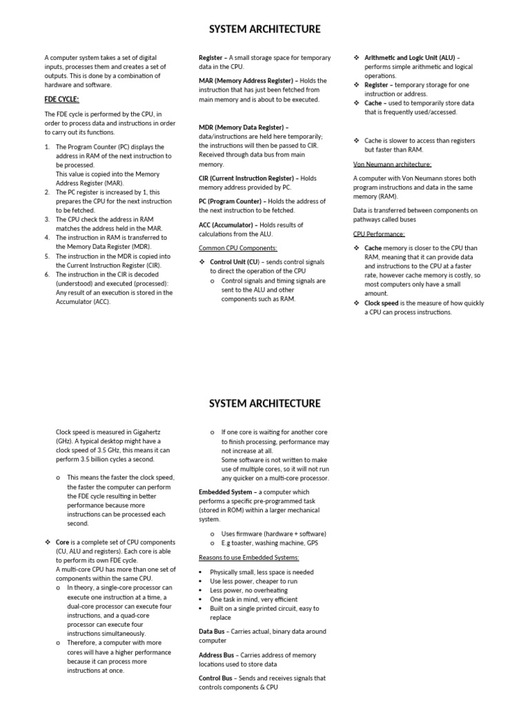 Systems Architecture | PDF | Central Processing Unit | Computer Data Storage