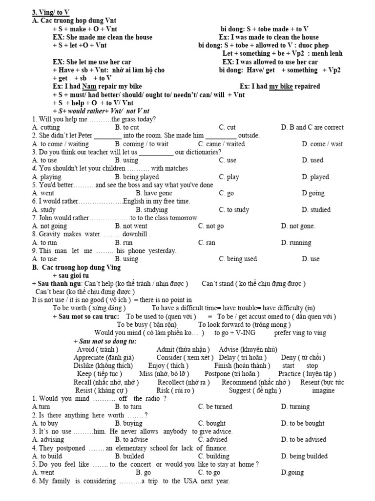 phần danh động từ- toV | PDF