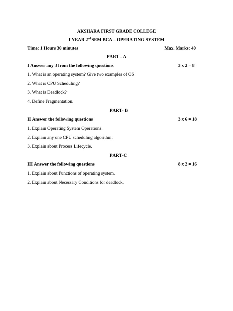 1bca Operating System | PDF