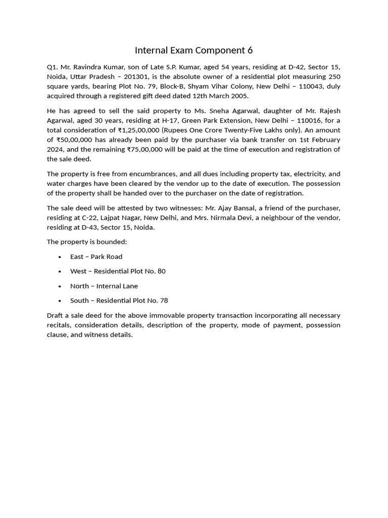 Internal Exam Component 6 | PDF