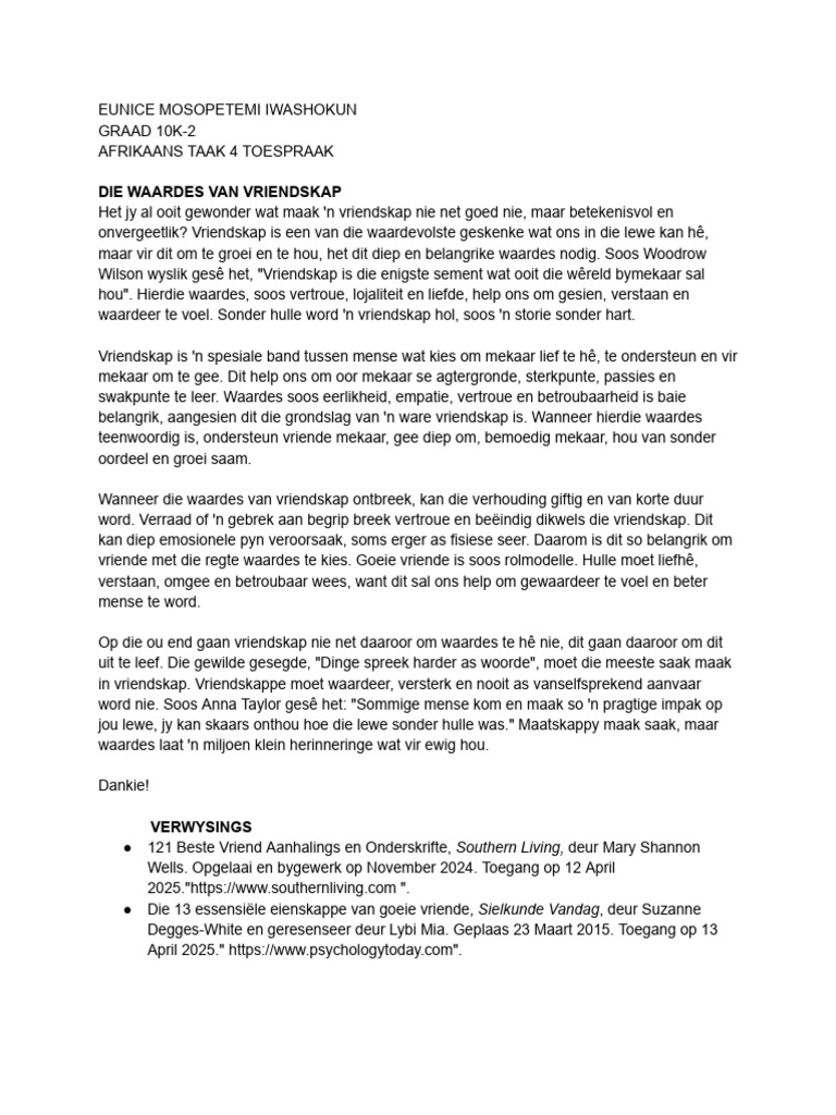 Afrikaans Speech | PDF