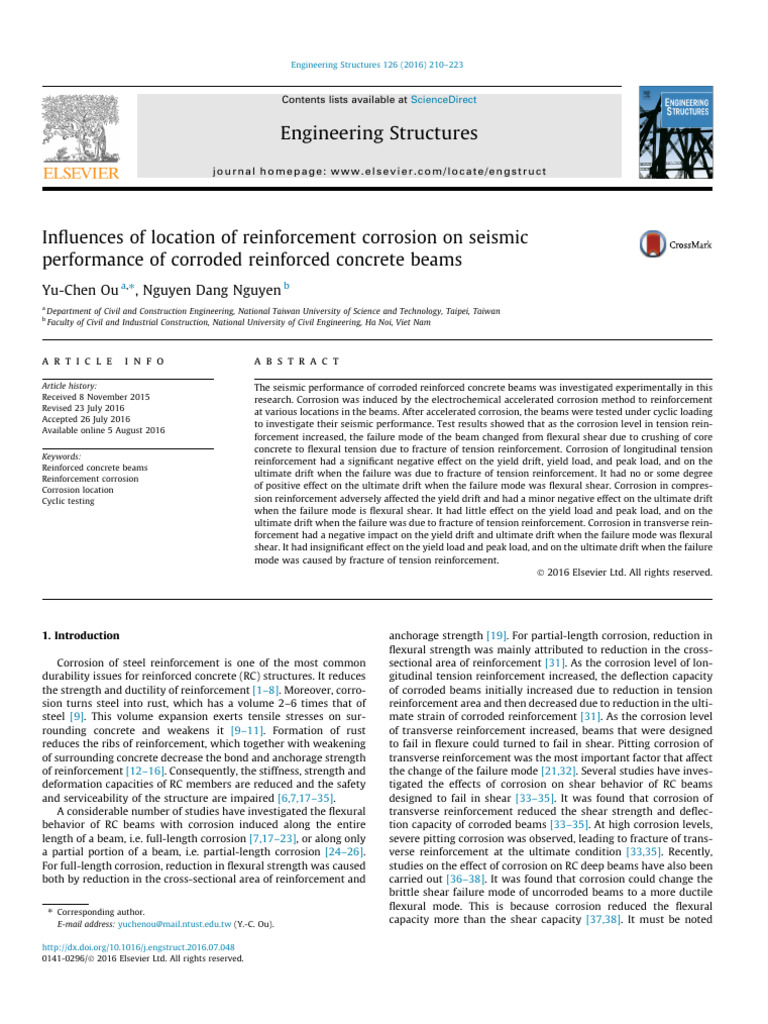 Influences of Location of Reinforcement Corrosion on Seismic Performance of Corroded Reinforced ...