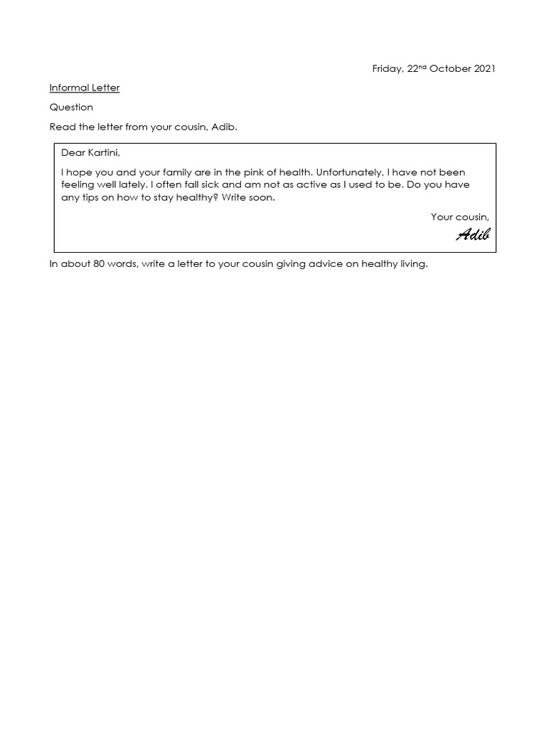 Informal Letter Question | PDF