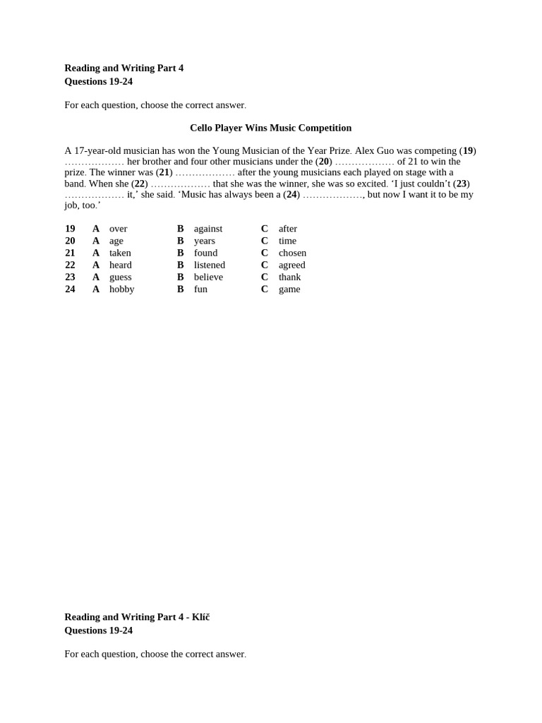 K - Reading PART 4 - Gapped Text VII Comp | PDF