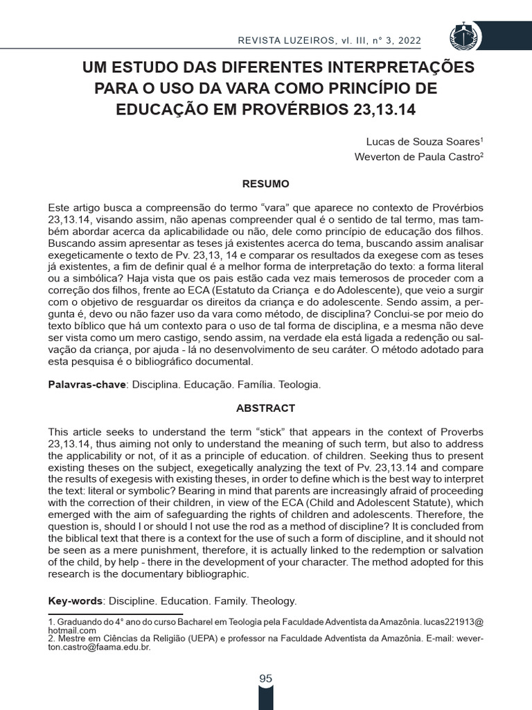 Interpretações da Vara em Provérbios 23 | PDF | Bíblia | Livro dos ...