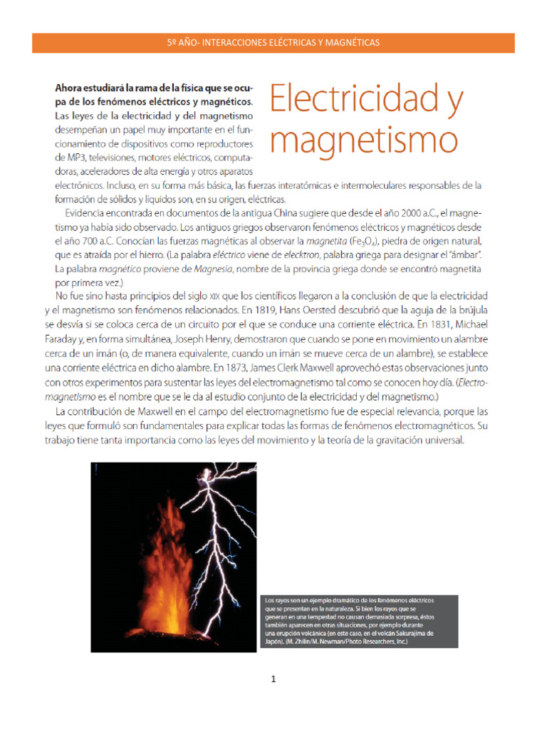 Interacciones Eléctricas y Magnéticas 5º Año | PDF | Fuerza | Campo ...