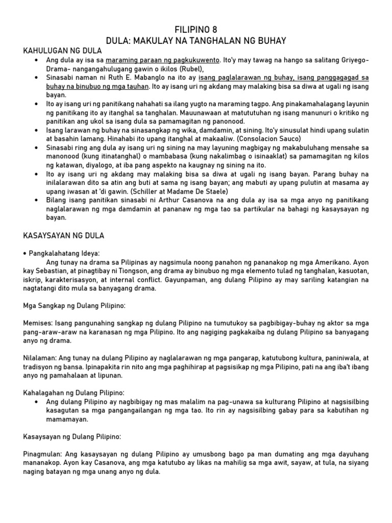 Adnu Jhs - Filipino 8 Reviewer (Final Term 2) | PDF