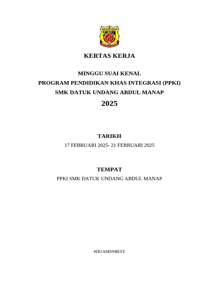 Kertas Kerja Minggu Suai Kenal Ppki 2025 | PDF
