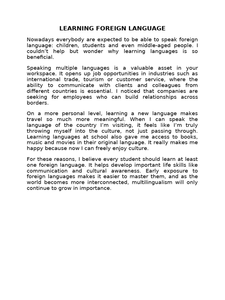 Learning Foreign Language | PDF