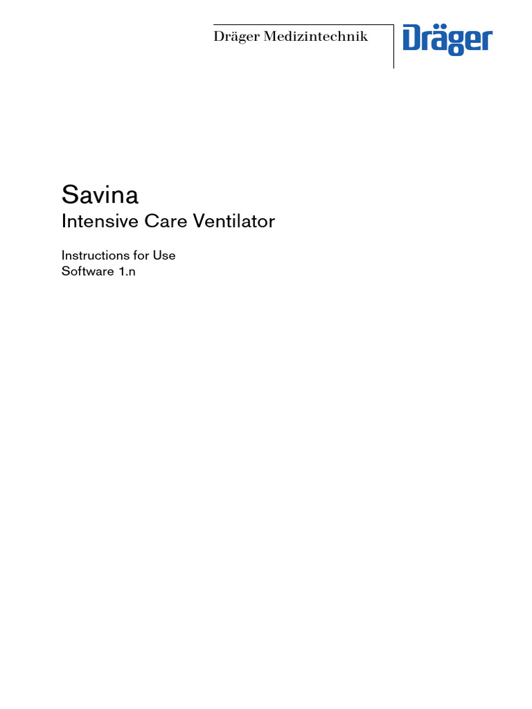 Savina Ventilator User Manual | PDF | Respiration | Pulmonology