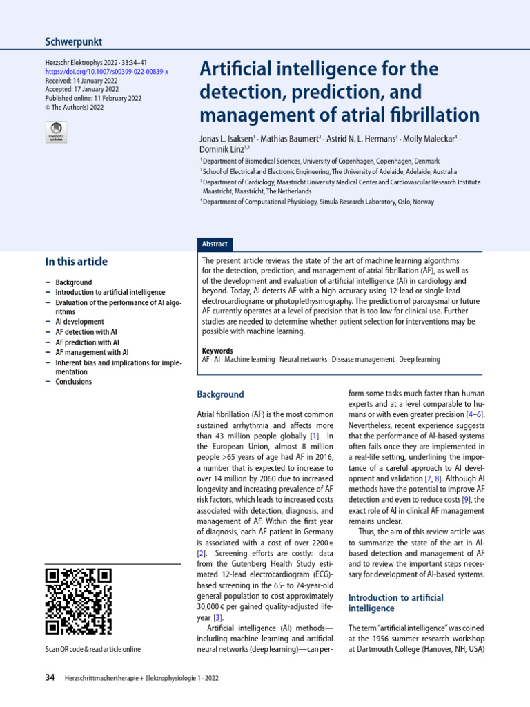 AI in Atrial Fibrillation Management | PDF | Machine Learning ...