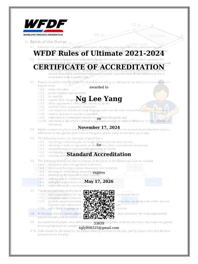 WFDF Rules Standard Accreditation | PDF