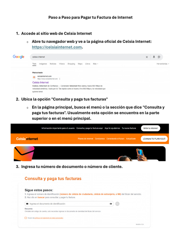Paso A Paso para Pagar Tu Factura de Internet | PDF
