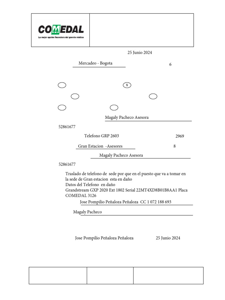 NOVEDADES DE ACTIVOS Telefono Magaly | PDF