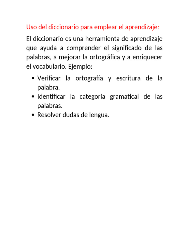 Uso del diccionario en el aprendizaje | PDF