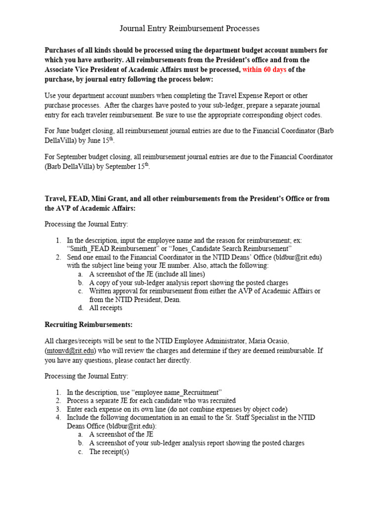 Reimbursement Procedure 2019 | PDF