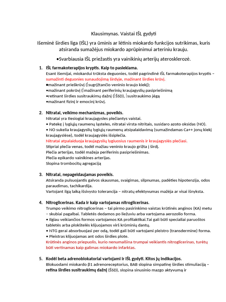 Klausimynas ISL Vaistams SL | PDF