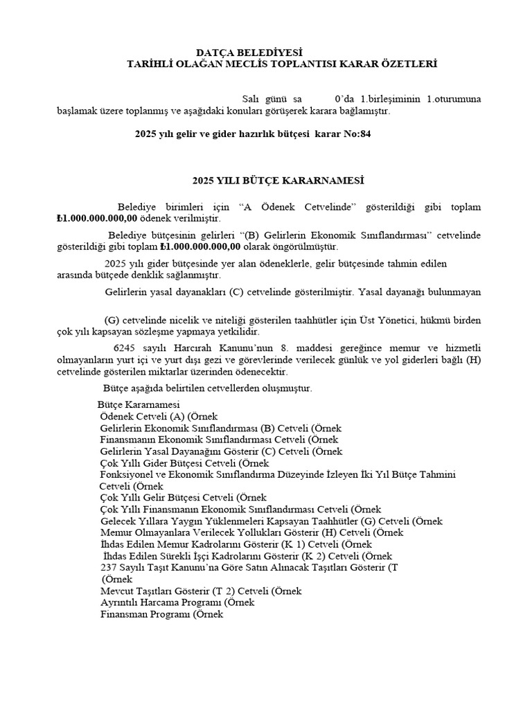 Kasim Ayi Meclis Karar Ozetleri | PDF