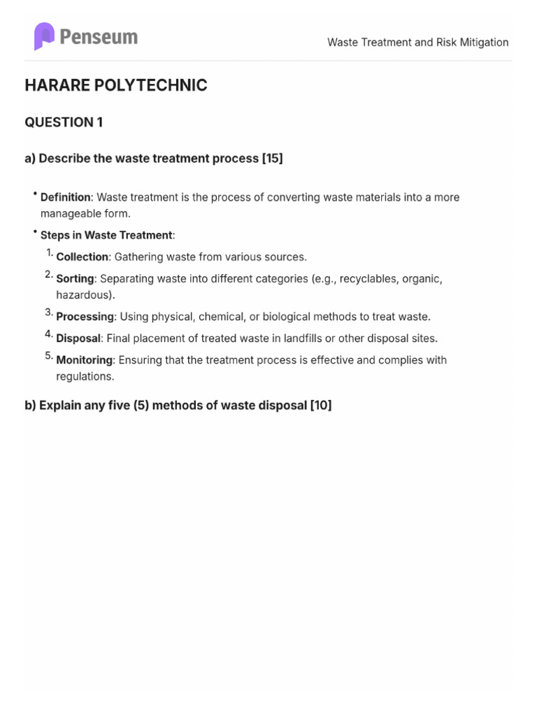 Waste Treatment and Risk Mitigation | PDF