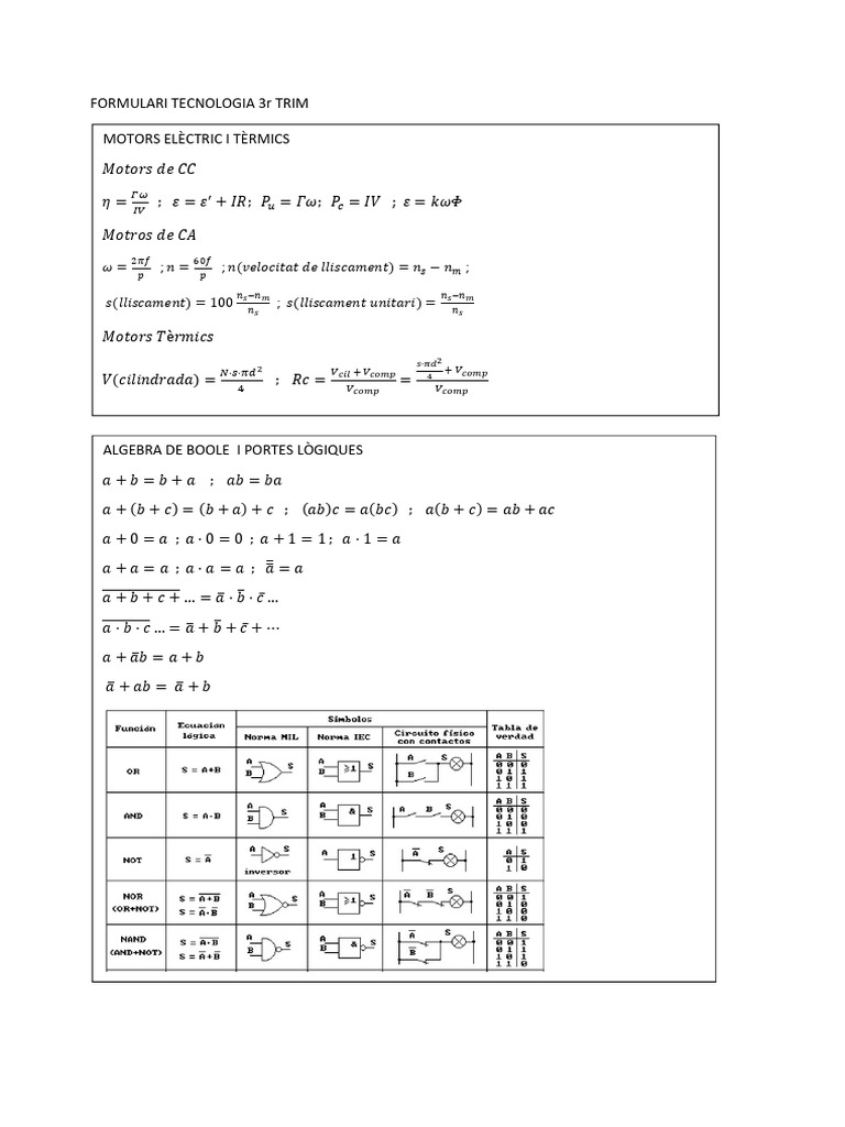 Formulari Tecno 3r Trim | PDF