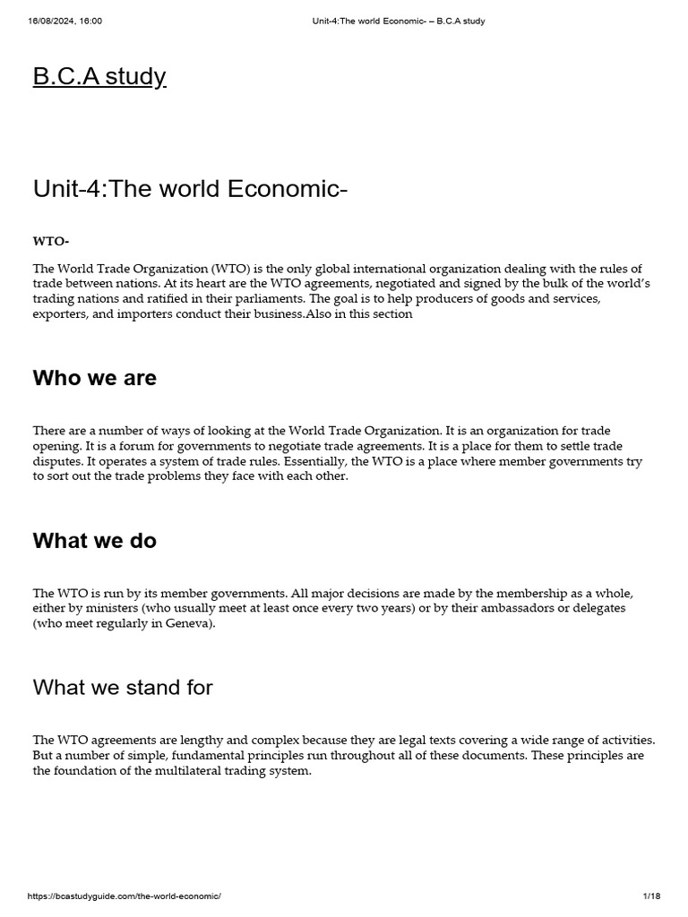 Unit-4_The World Economic- – B.C.a Study | PDF | Dumping (Pricing ...