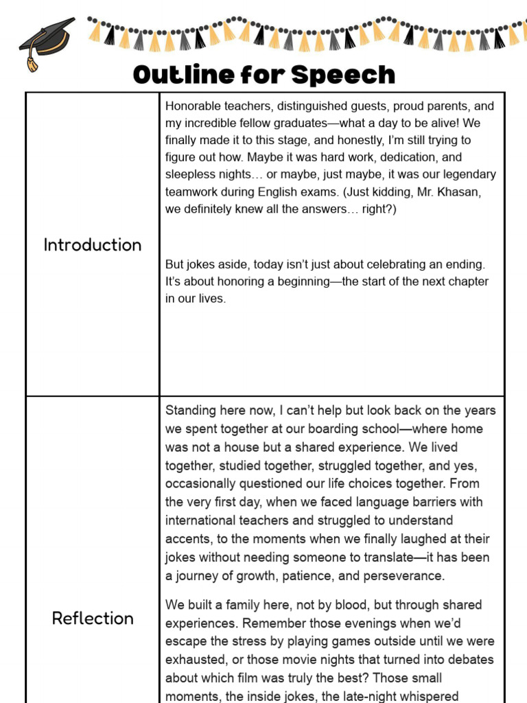Outline Graduation Speech 11 G | PDF
