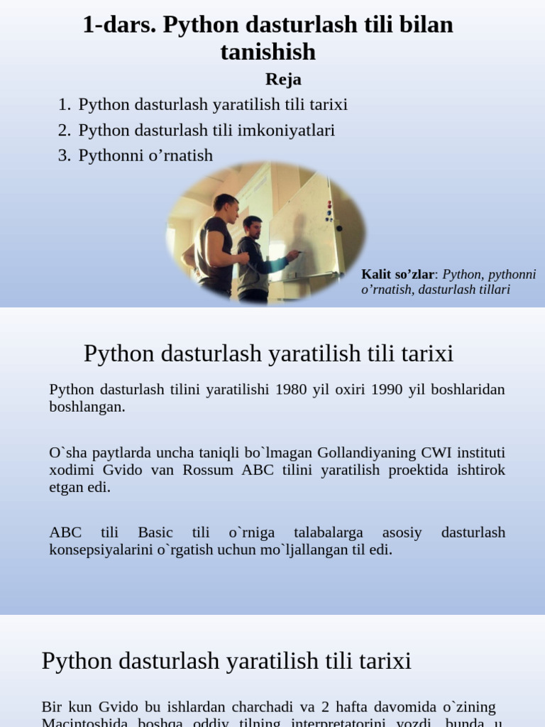 1-Amaliy. Mashgulot Python Dasturlash Tili Bilan Tanishish | PDF
