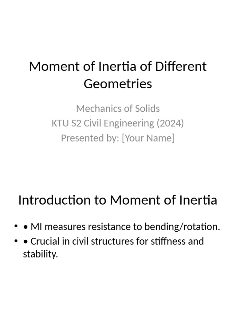 Moment of Inertia Presentation KTU 2024 | PDF