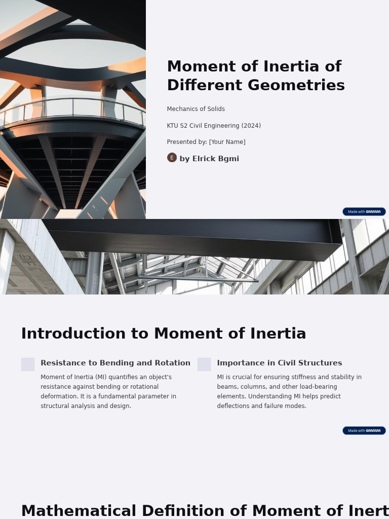 Moment of Inertia of Different Geometries | PDF | Bending | Area