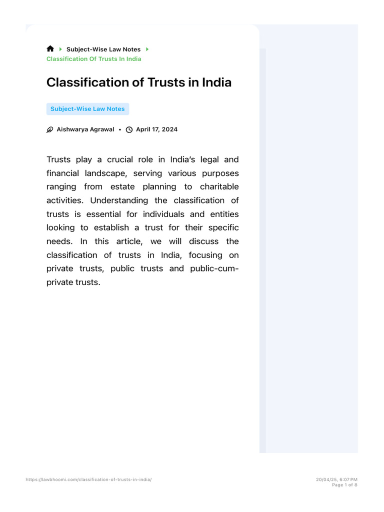 Types of Trusts in India Explained | PDF | Estate Planning | Justice