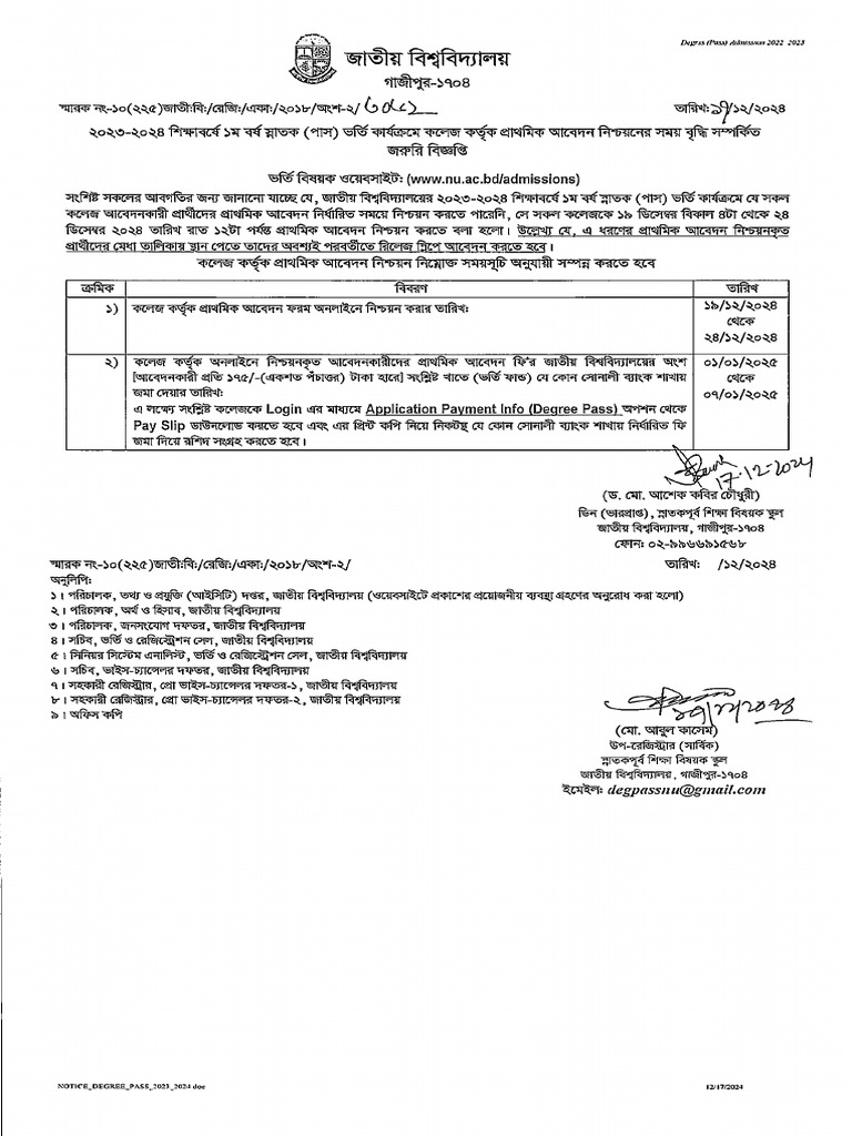 Degree Circular 171224 | PDF