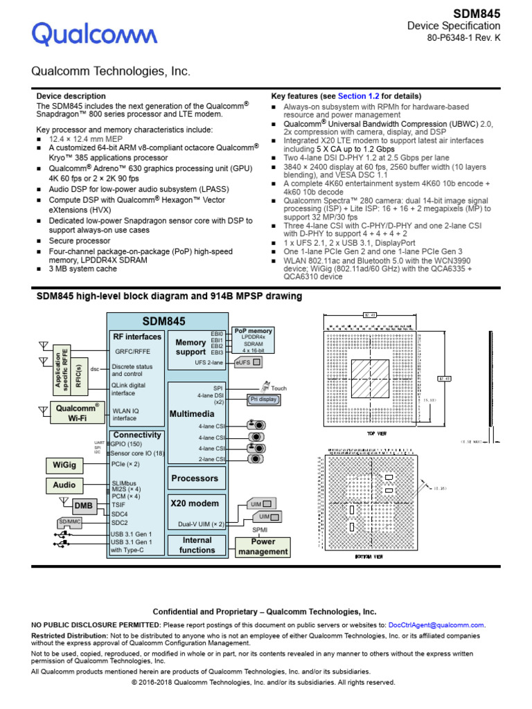高通骁龙845datasheet | PDF | Digital Technology | Computer Science