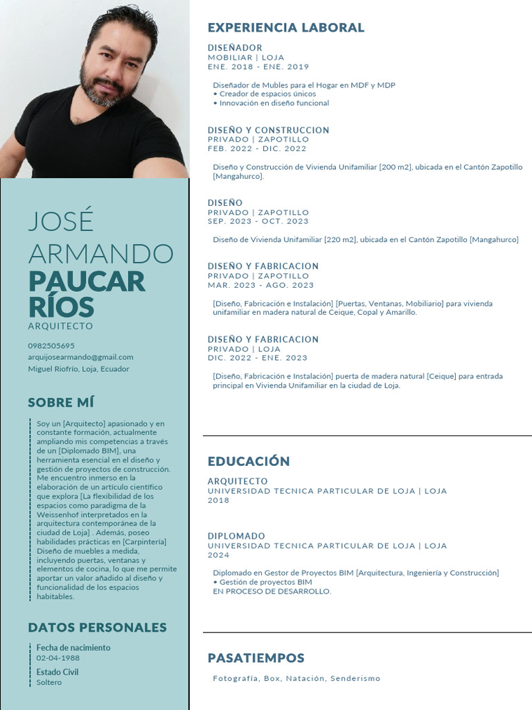 Paucar Rios Jose Armando CV | PDF | Diseño