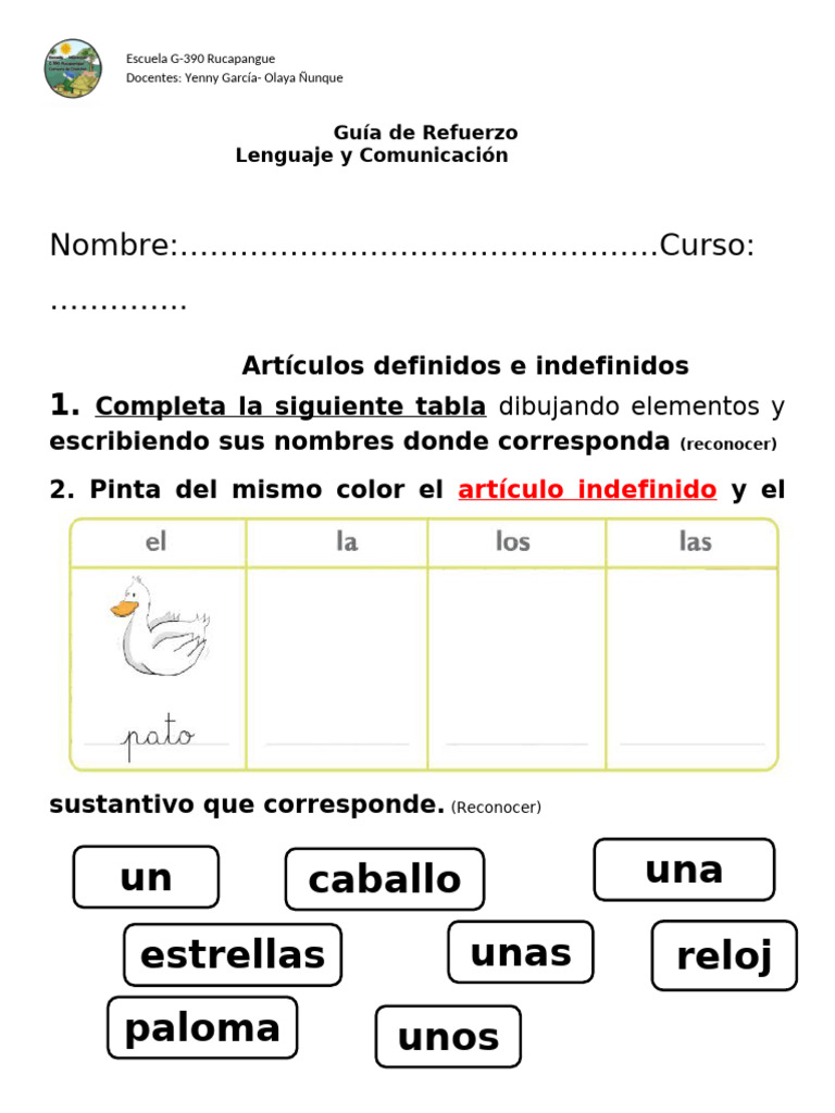 Guia de Reforzamiento Numero y Genero 1 | PDF