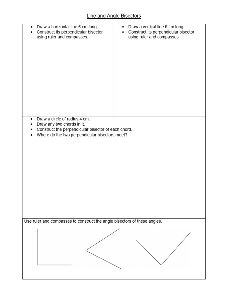 Line and Angle Bisectors Construction Guide | PDF