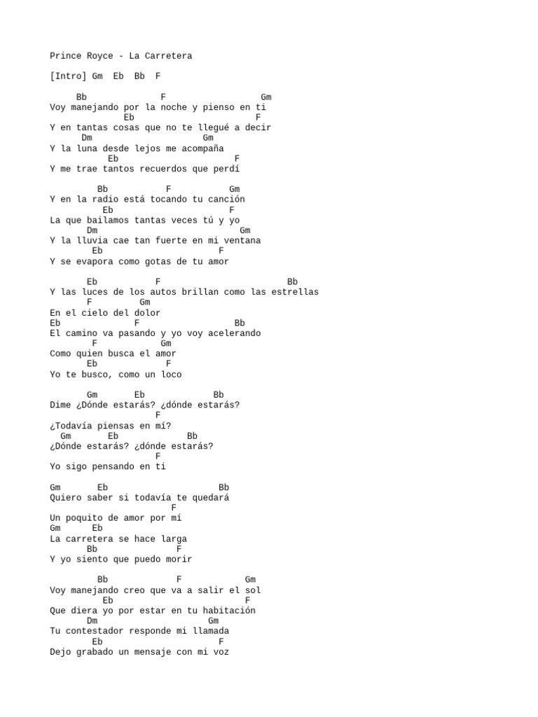 Letra y acordes de "La Carretera" | PDF