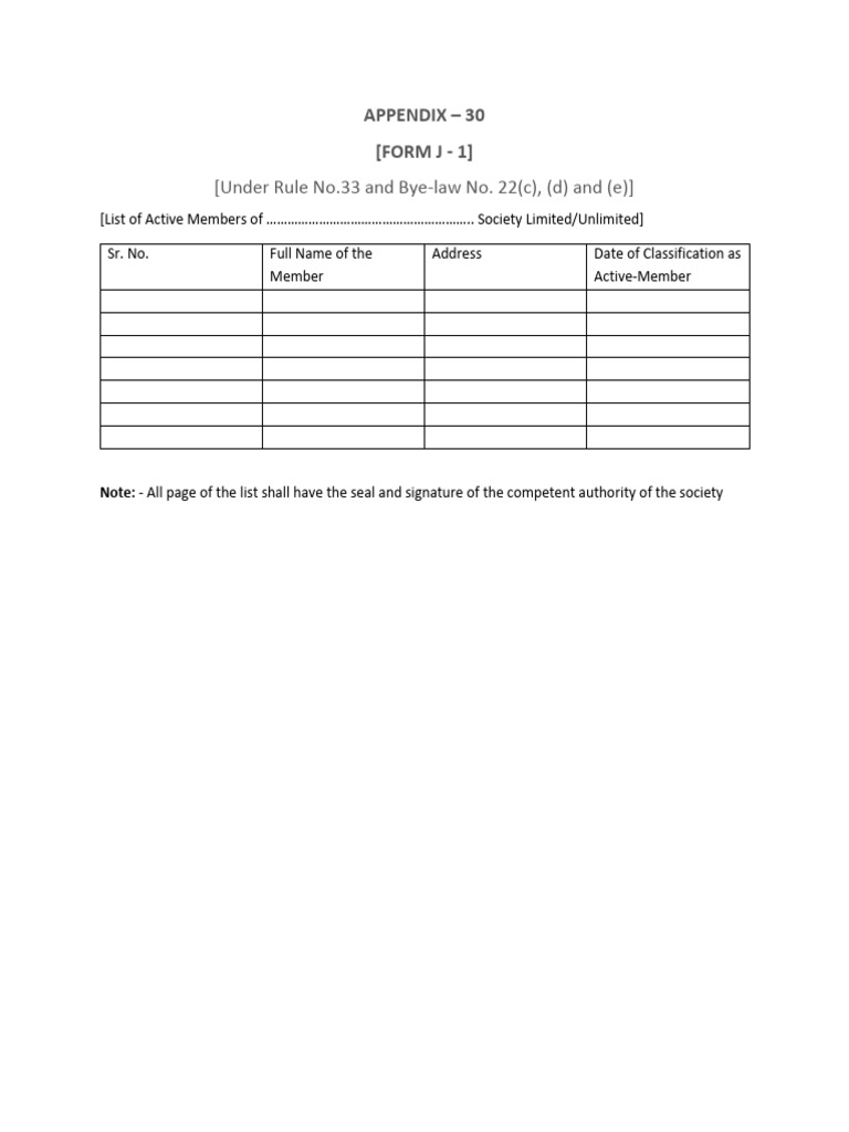 Appendix 30formj 1 | PDF