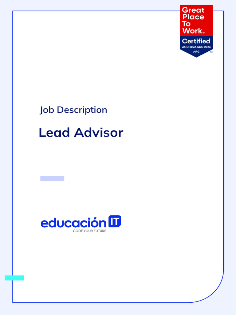 JD Lead Advisor - Descripción de Puesto | PDF | Business