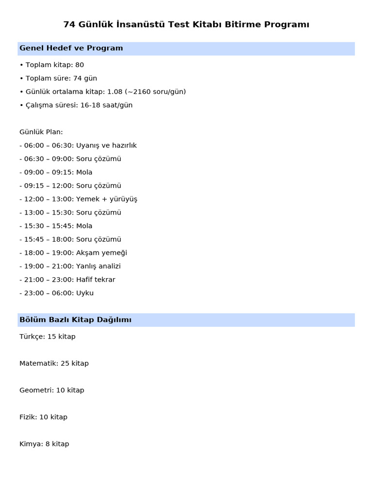 74 Gunluk Insanustu Kitap Plani | PDF