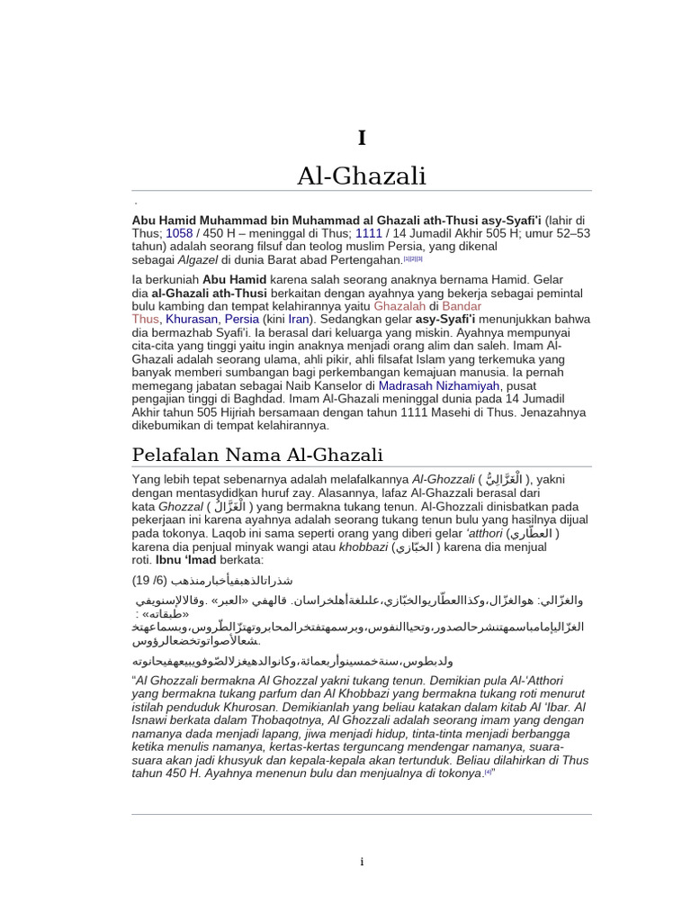 Sufi Imam Ghazali, Rummi, Juned Albagdadi Dan Rabi'ah - Docx | PDF