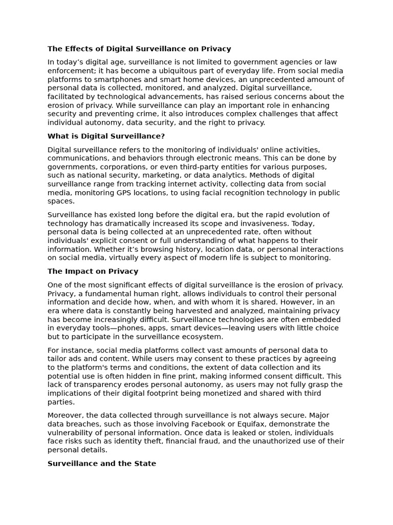 The Effects of Digital Surveillance On Privacy | PDF | Surveillance ...