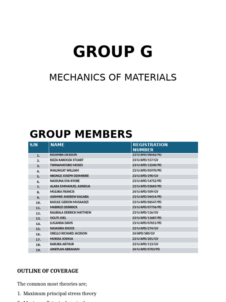 Group G Mechanics of Materials | PDF | Stress (Mechanics) | Yield ...