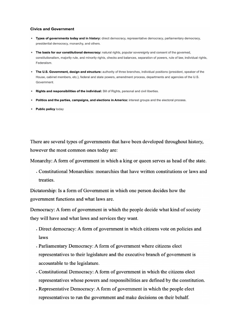 Crash Course To Civics and Gov | PDF | Federal Government Of The United ...