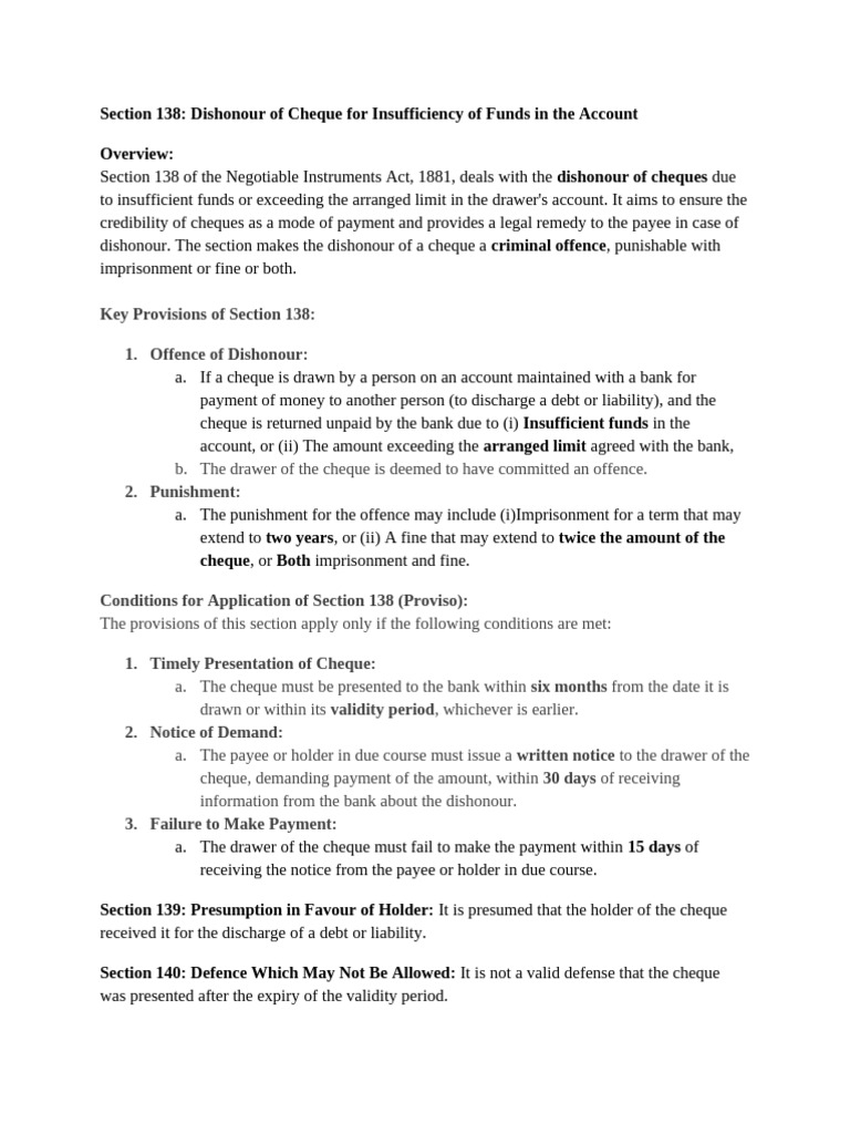 Section 138 NIA (AAY) | PDF | Cheque | Public Law
