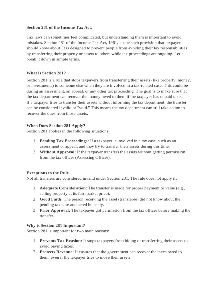 Section 281 of the Income Tax Act | PDF | Taxes | Taxpayer
