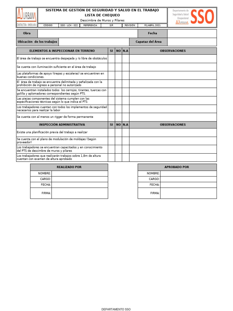 SSO - LCH - 022 Descimbre Muros y Pilares | PDF