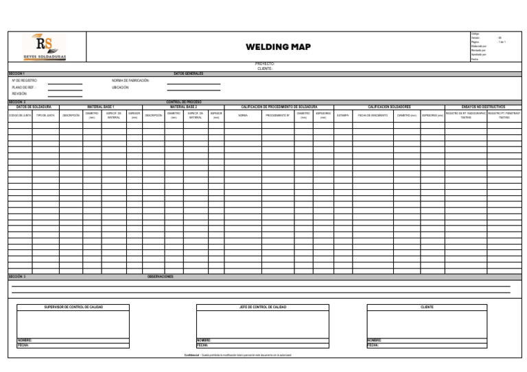 PLANILLA DE SEGUIMIENTO DE TRABAJOS-Welding-Map Rev.0 | PDF