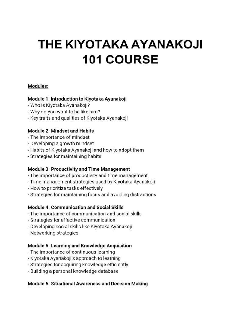 Ayanokoji kiyotaka course 1 | PDF